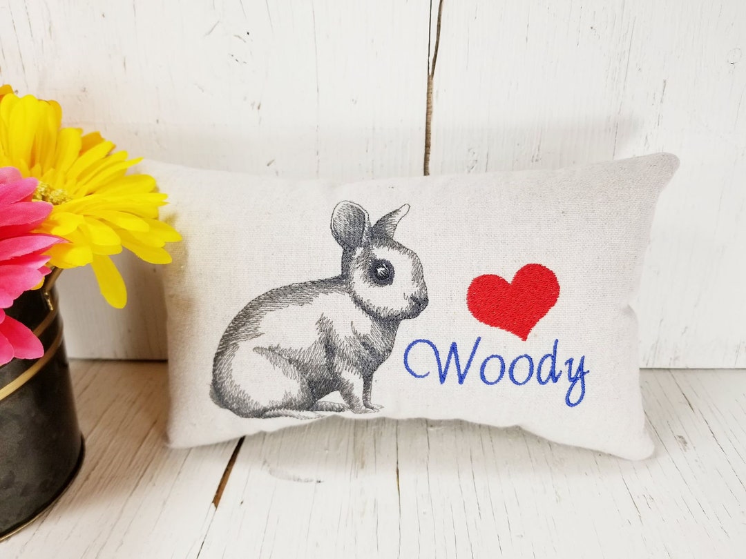 Dwarf Hotot Rabbit Personalized Pillow Custom Embroidered Pet Memorial ...