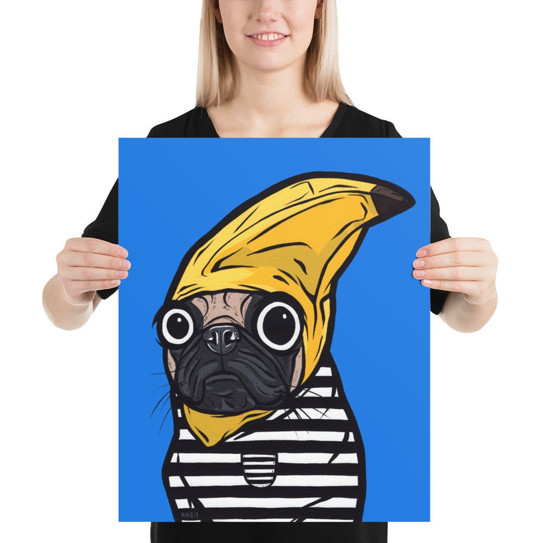 Banana Pug Poster Print - Etsy