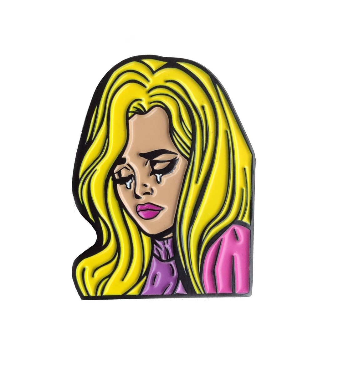 Blonde Crying Comic Girl Enamel Pin - Etsy