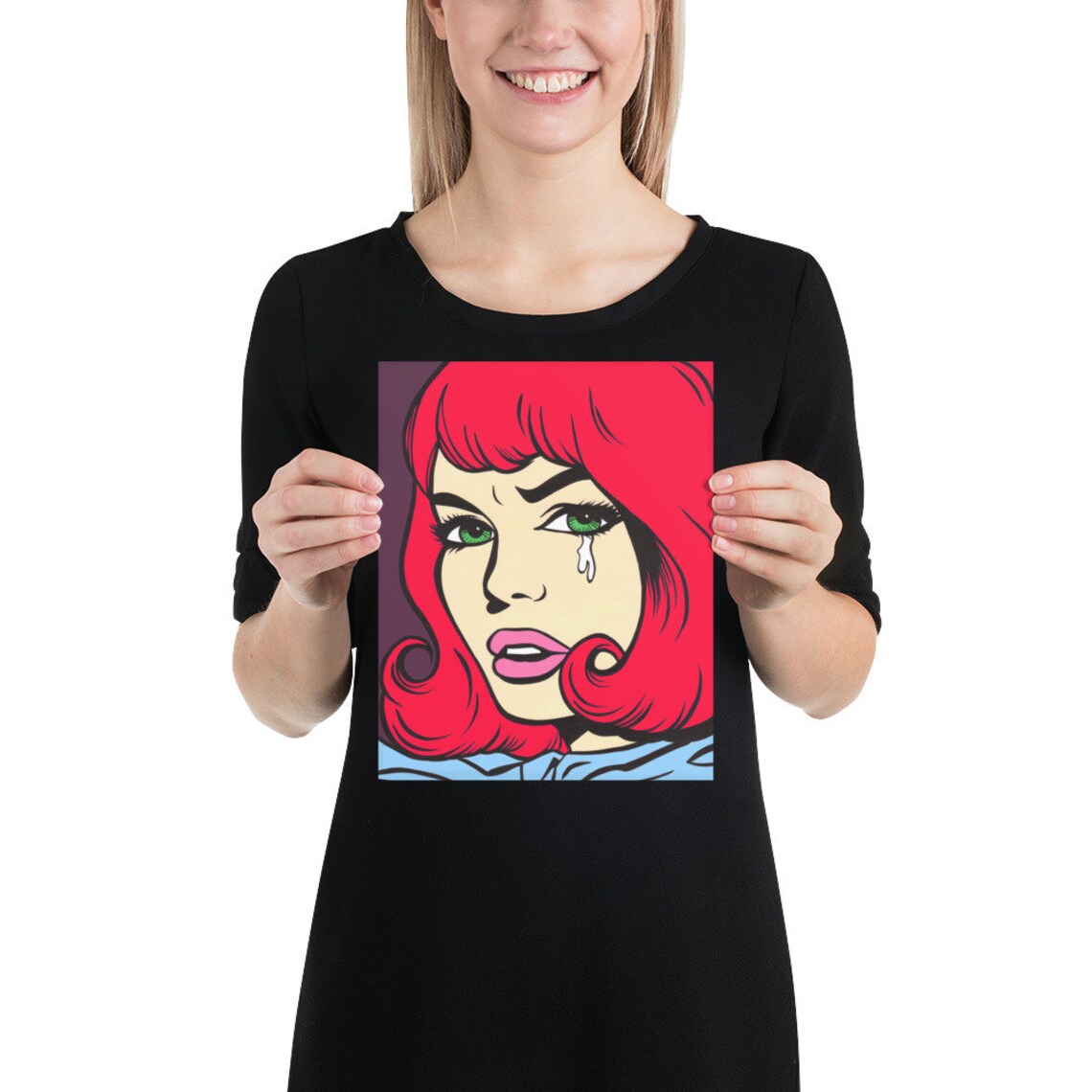 Red Crying Comic Girl Poster Print - Etsy
