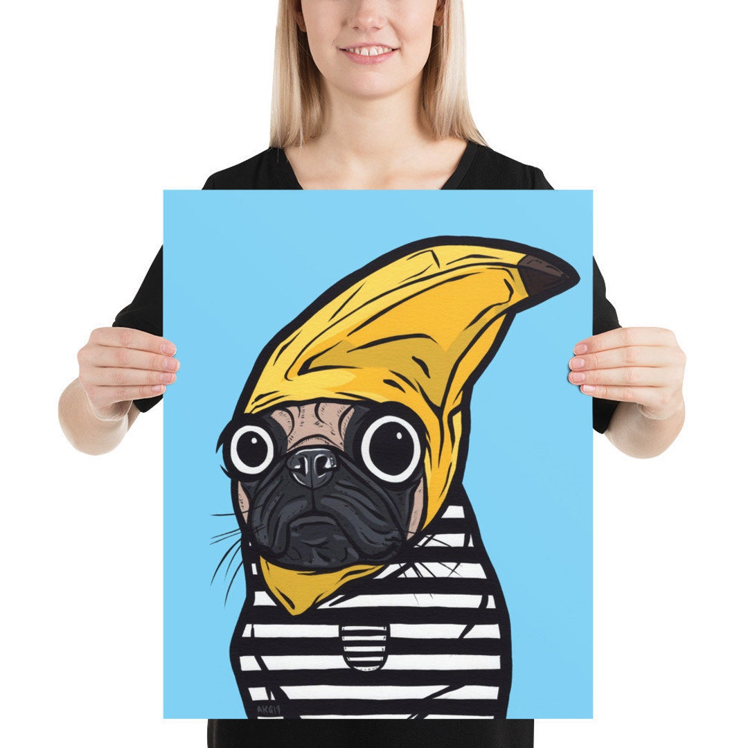 Banana Pug Poster Print - Etsy