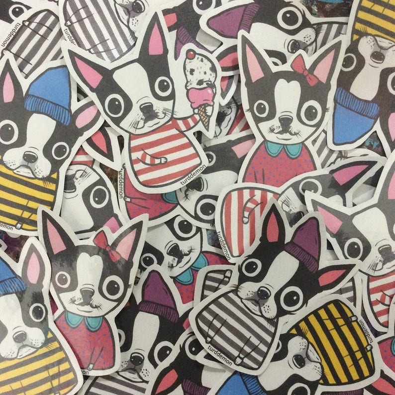 Boston Terrier Sticker Pack | Etsy