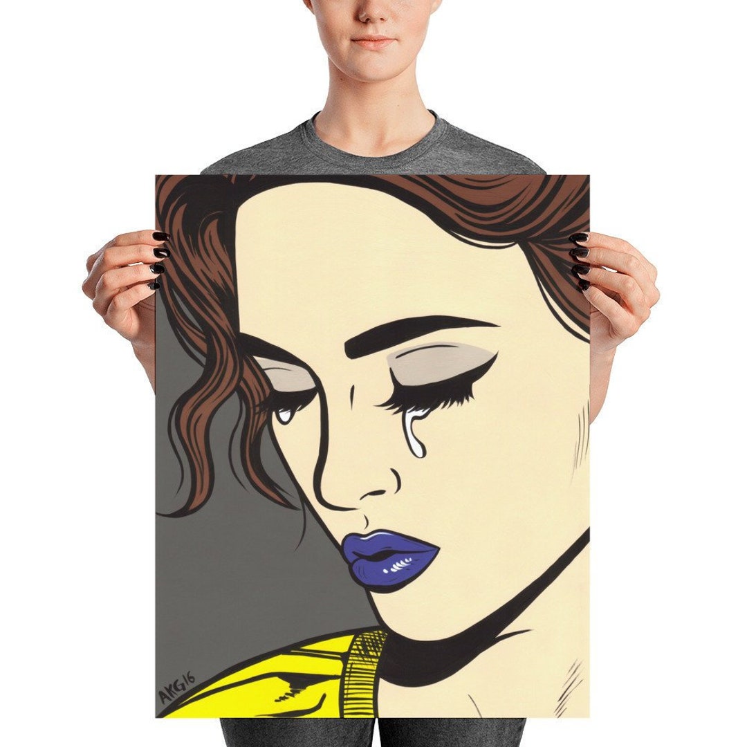 Brunette Crying Comic Girl Poster - Etsy