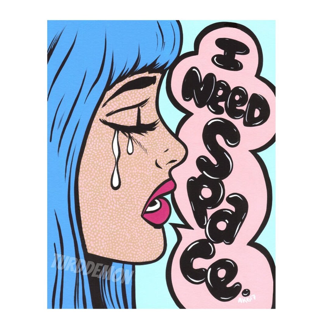 I Need Space. Crying Comic Girl Original Painting - Etsy