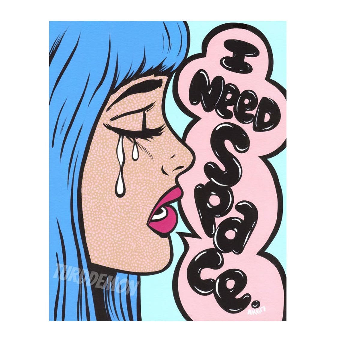 I Need Space. Crying Comic Girl Original Painting - Etsy