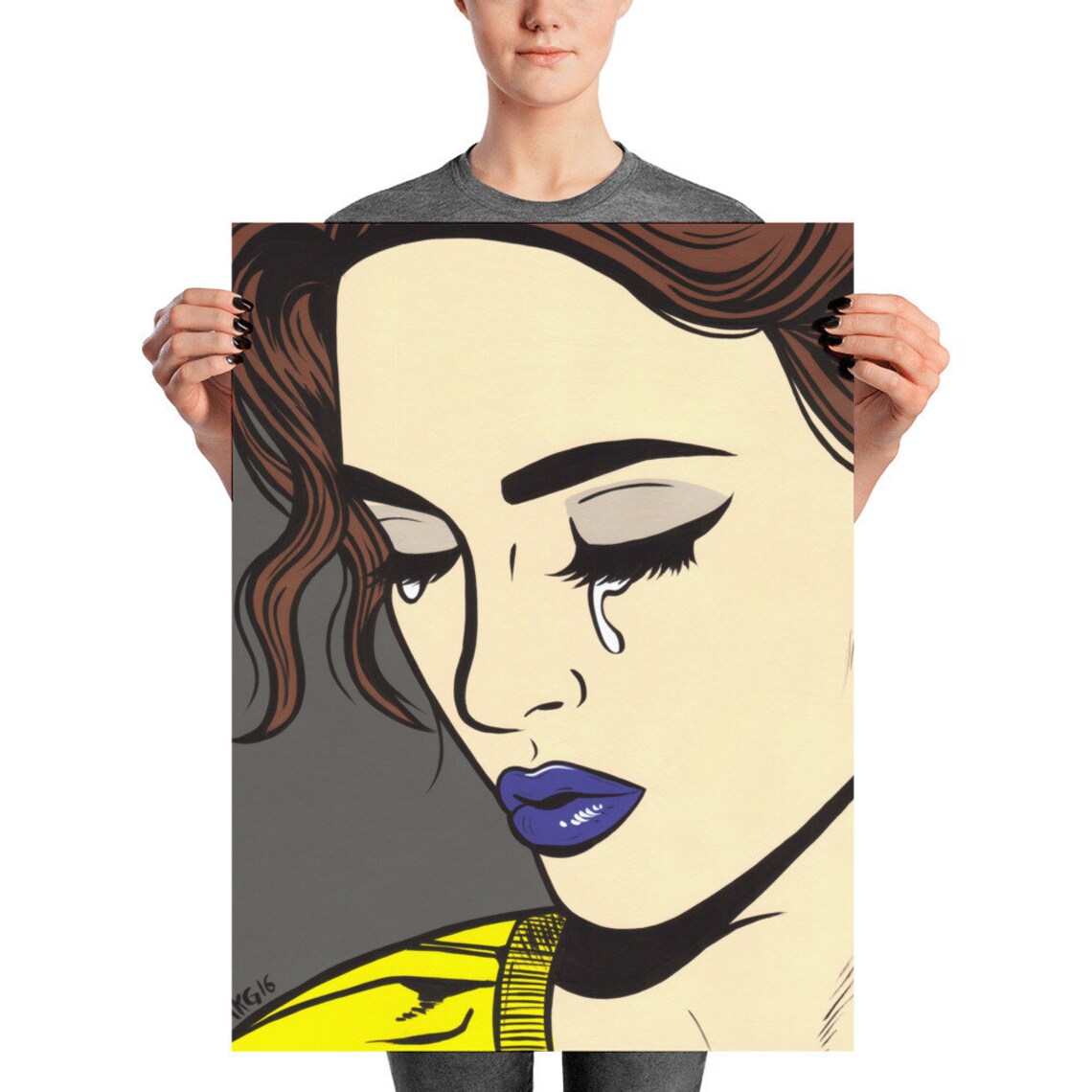 Brunette Crying Comic Girl Poster - Etsy