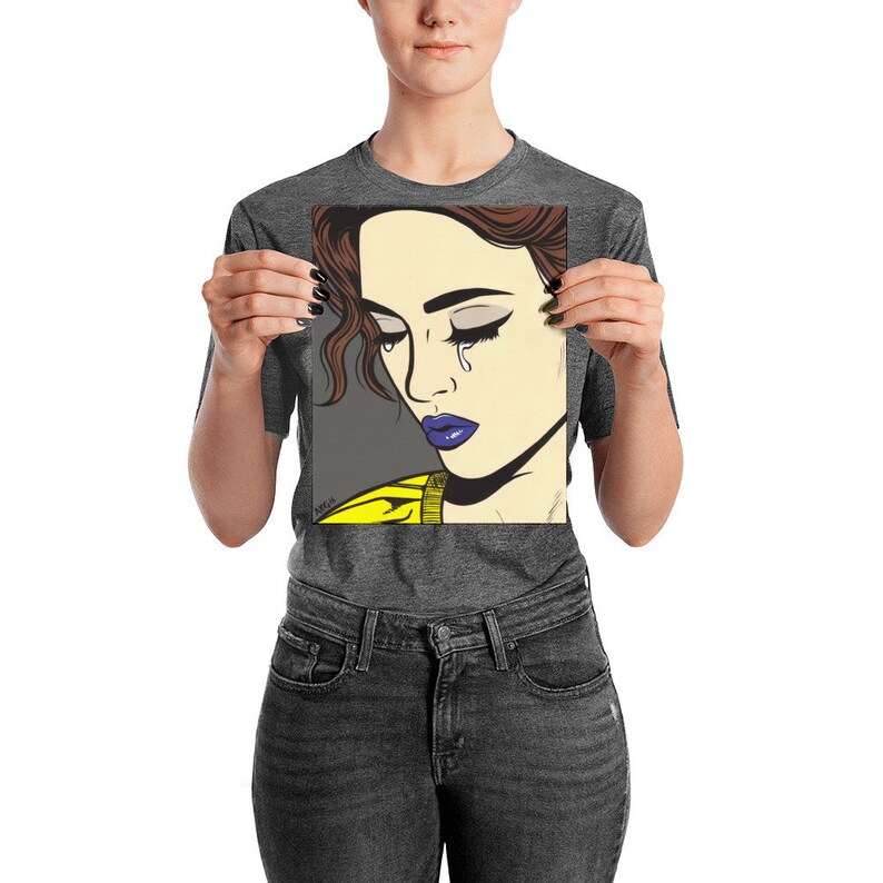 Brunette Crying Comic Girl Poster - Etsy