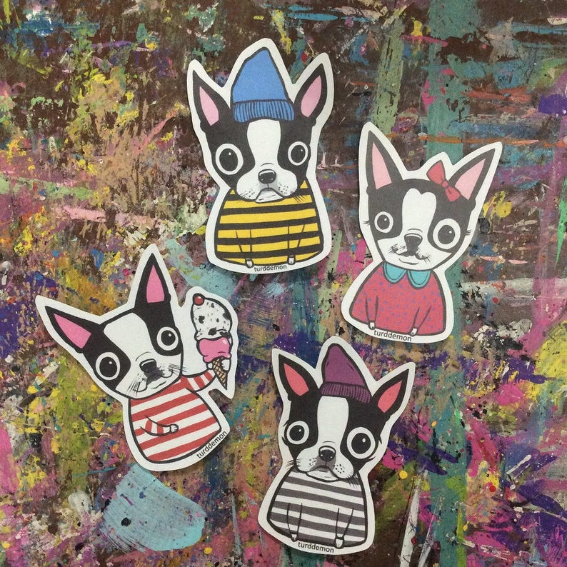 Boston Terrier Sticker Pack | Etsy