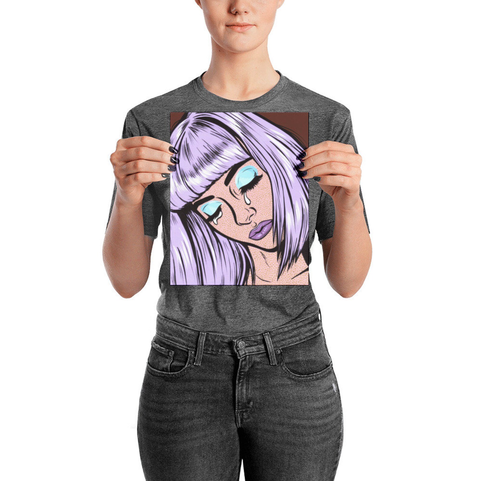 Lilac Bangs Crying Comic Girl Poster | Etsy