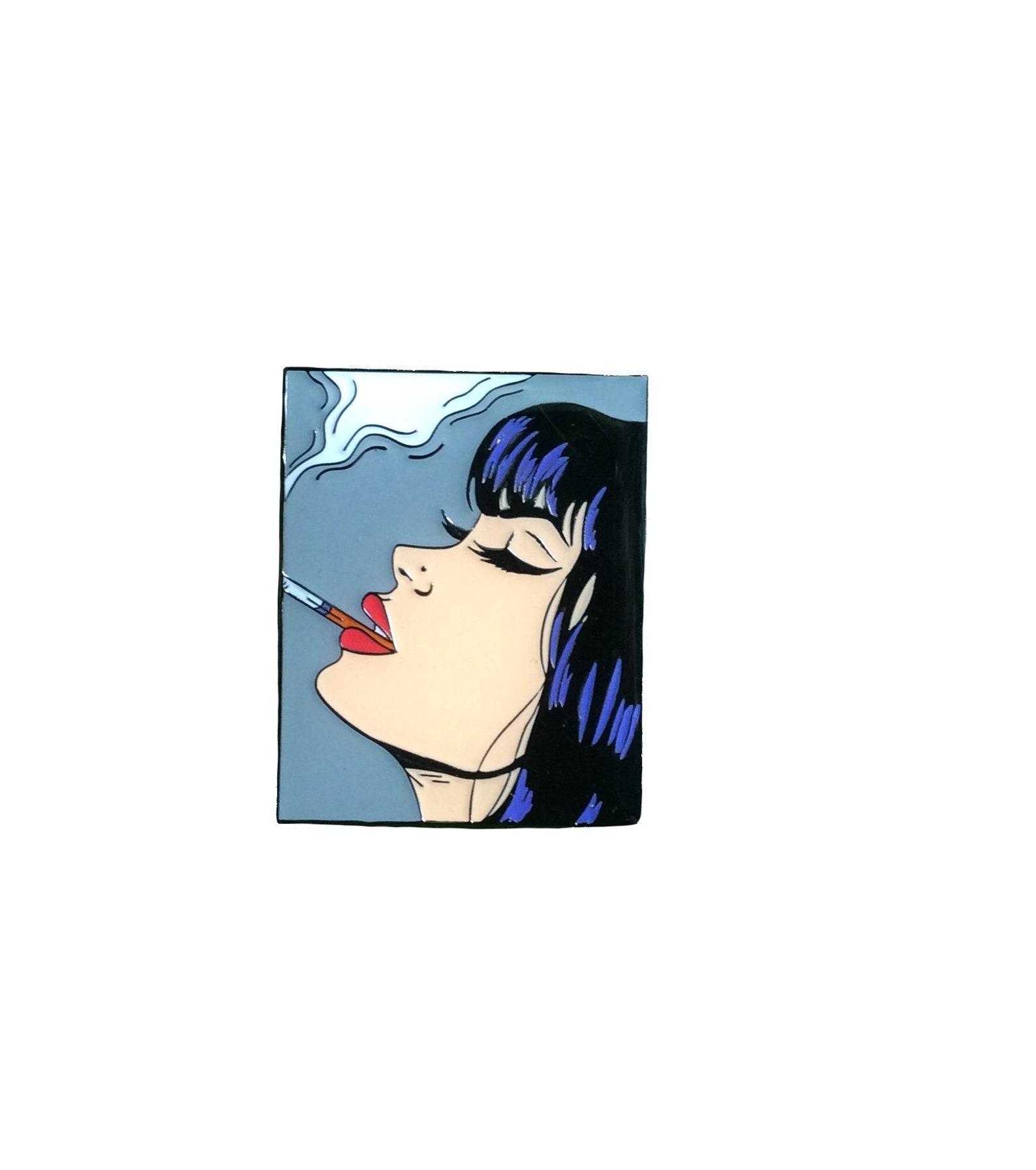 Smoking Comic Girl Enamel Pin - Etsy
