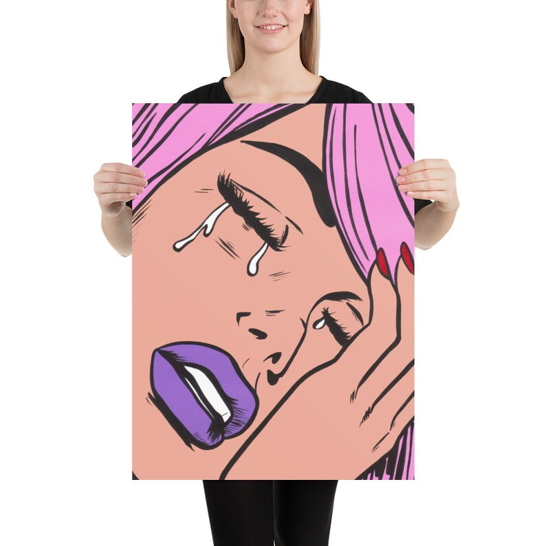 Pastel Pink Crying Comic Girl Poster Print - Etsy