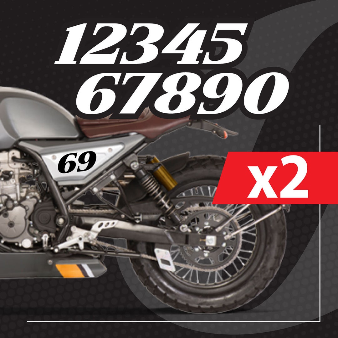 Kit of 2 Adhesive Numbers to Personalize Your Cafe Racer Motorbike. Pre ...