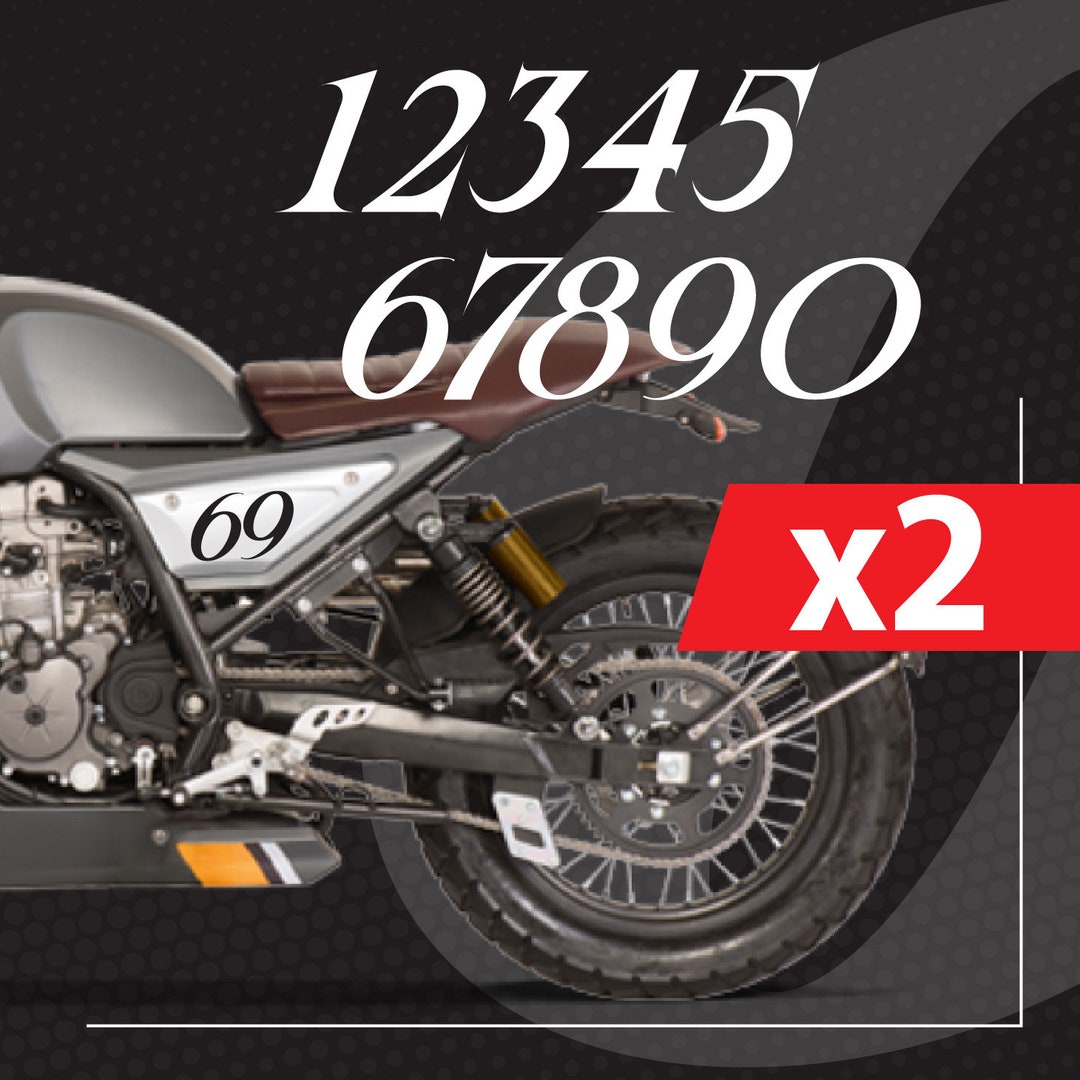 2 STICKERS of a Pair of Cafe Racer Numbers. in Pre-spaced Vinyl ...