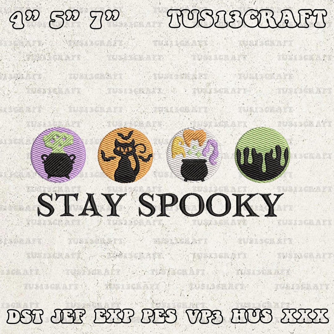 Spooky Season Embroidery Machine Design, Cute Spooky Witch Embroidery ...
