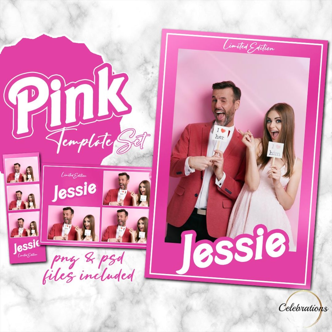Pink Themed Photo Booth Template Set | Singles and Strip | for Any ...