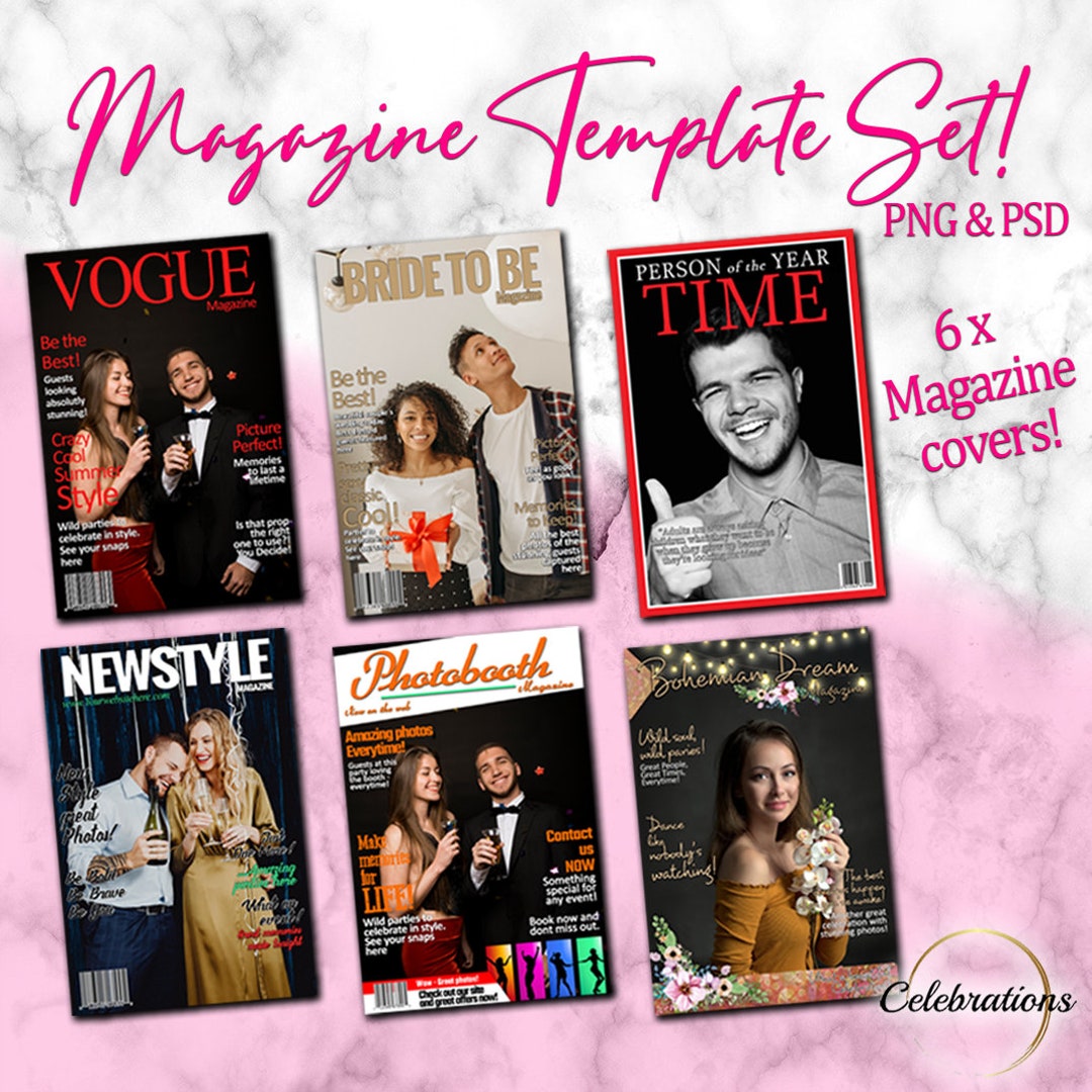 Magazine Cover Photo Booth Bundle 4x6 / 10x15 Templates | Custom ...