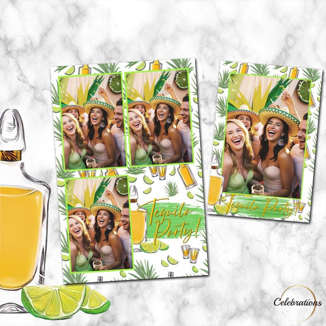 Tequila Theme Photobooth Template | Tropical Agave Shots Lime Theme ...