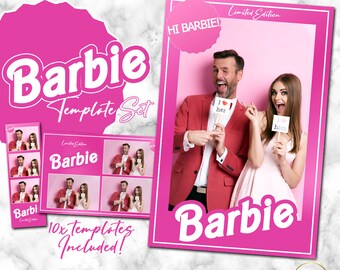 Barbie Themed Template Set 4x6/10x15 1200x1800 for Any Photos Png PSD ...