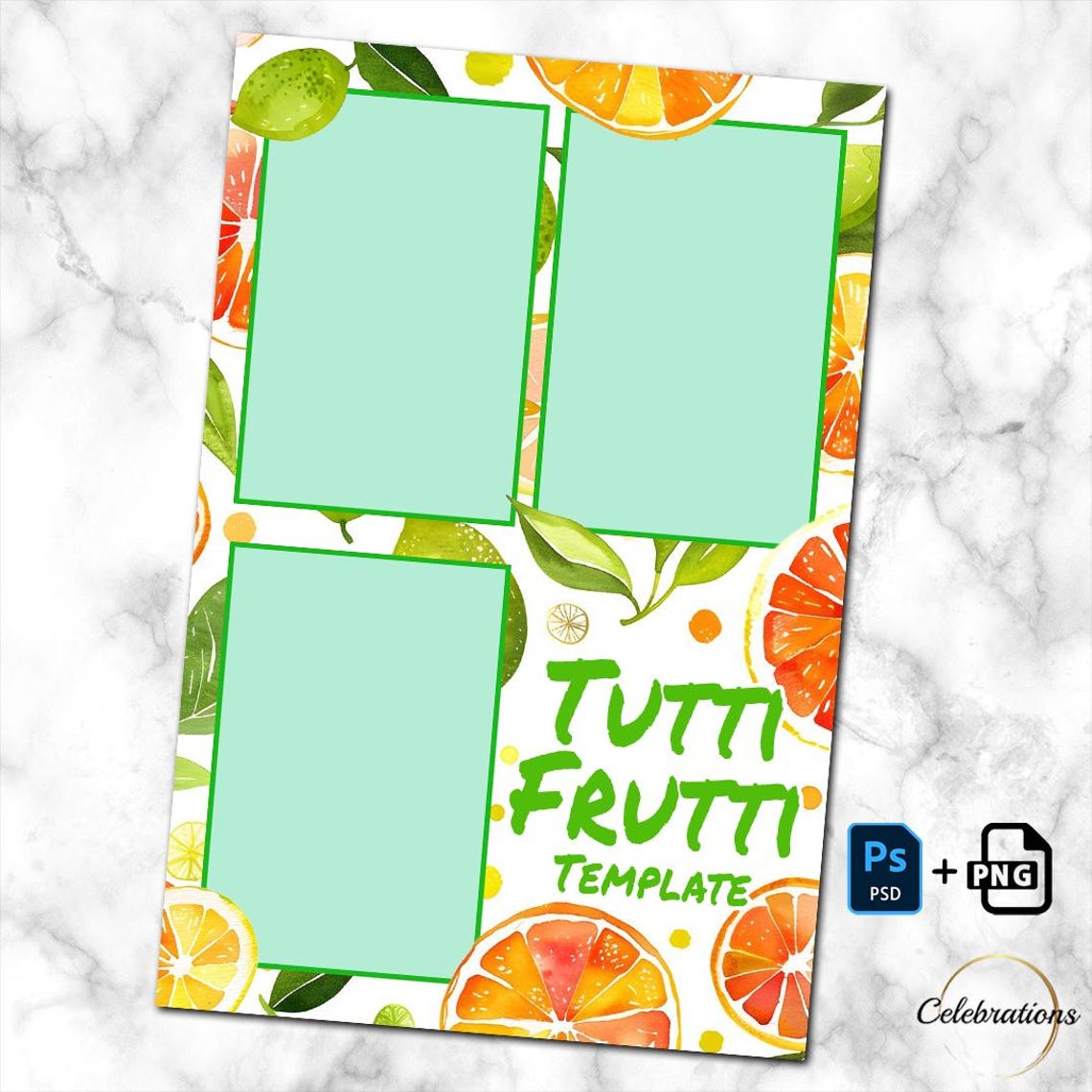 Tutti Frutti Theme Photobooth Template | Tropical Fruit Lime Theme ...