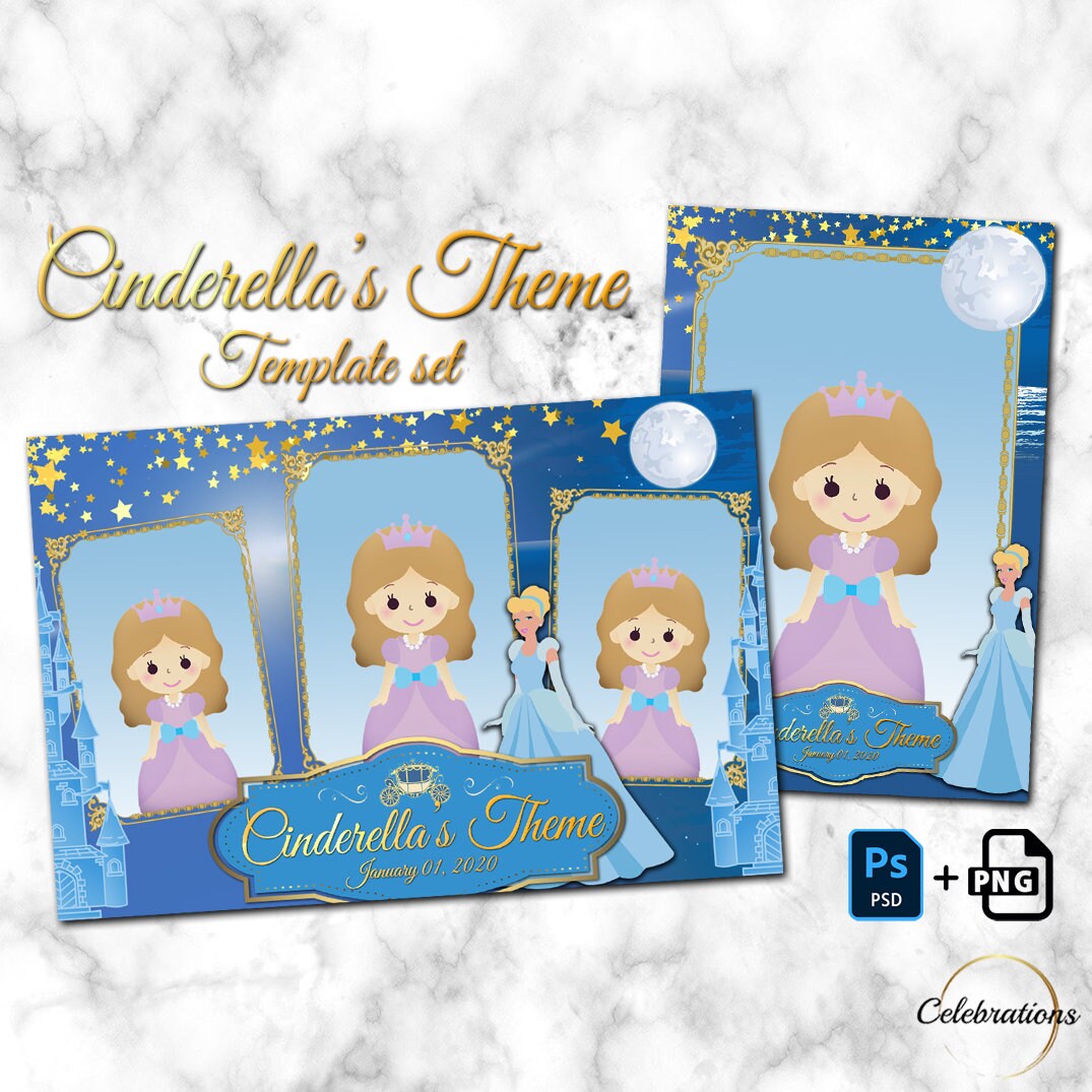 Princess Themed Photo Booth Template Set Kids Party for Any Photos Png ...