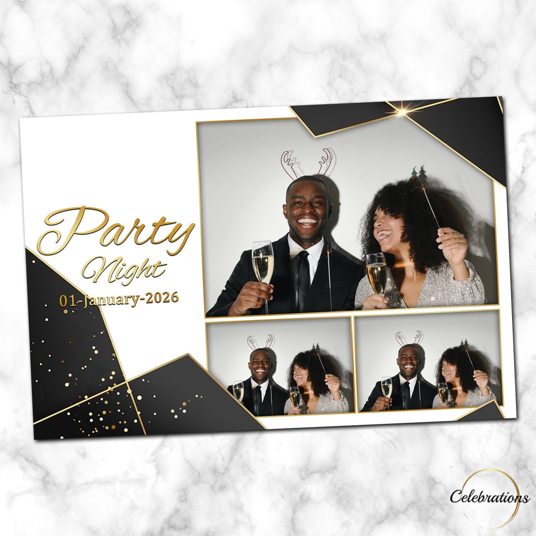 Black & Gold Photo Booth Template Set | Party Celebration New Years Eve ...