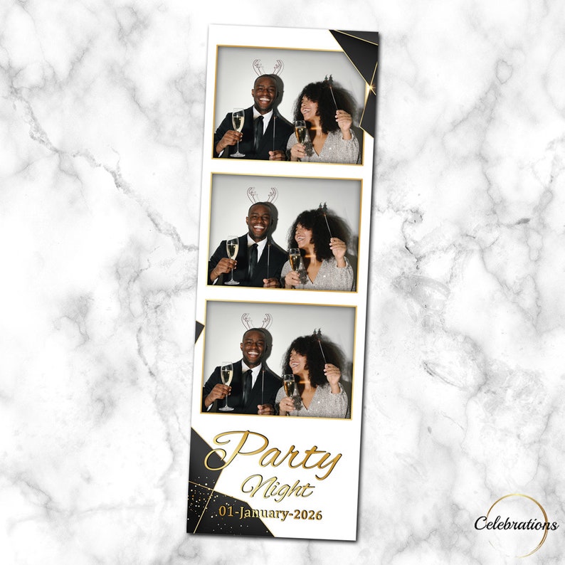 Black & Gold Photo Booth Template Set | Party Celebration New Years Eve ...