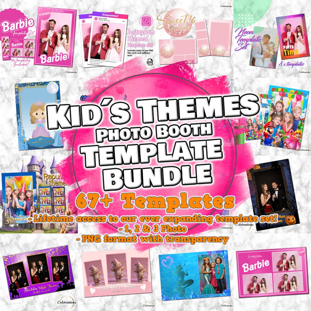 Kids Themes Photo Booth Template Bundle Set, Disney, Birthdays ...