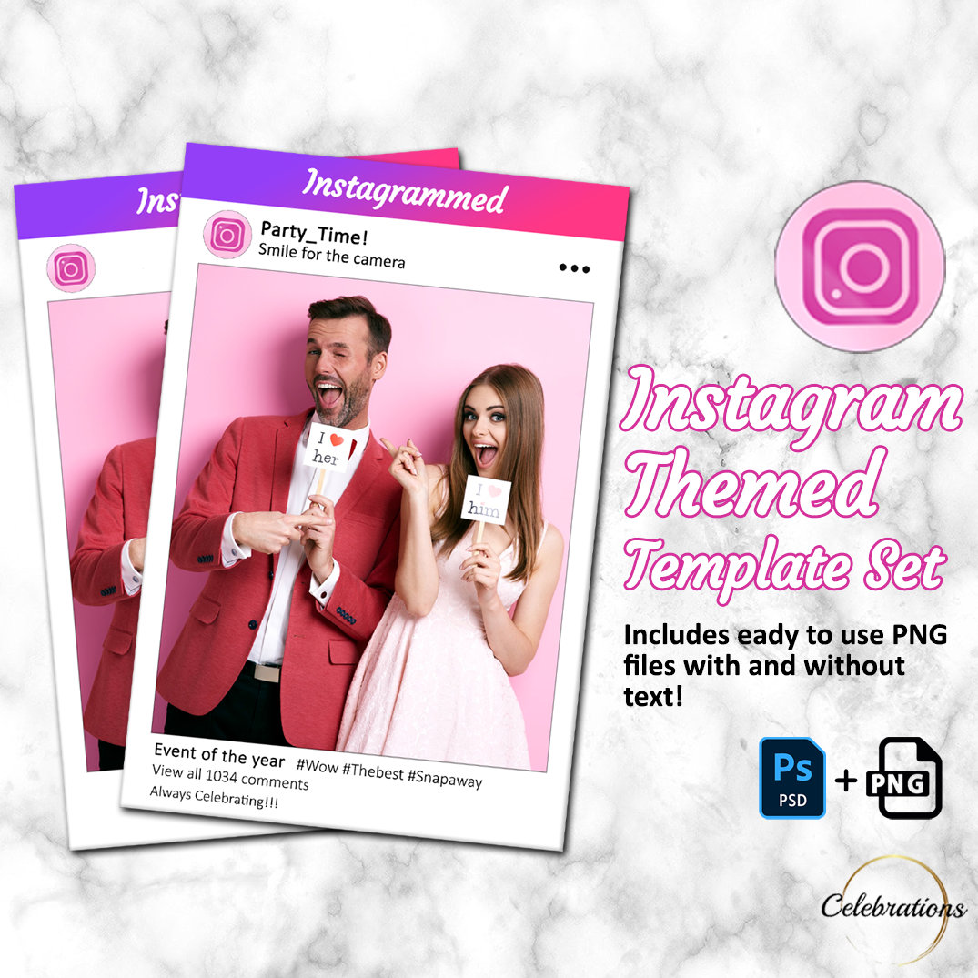 Instagram Themed Template Set Photo Booth Overlay Kids, Teens or Adult ...