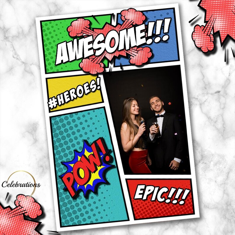 Comicbook Photo Booth Template | PNG and PSD | 4x6 / 10x15 Template ...