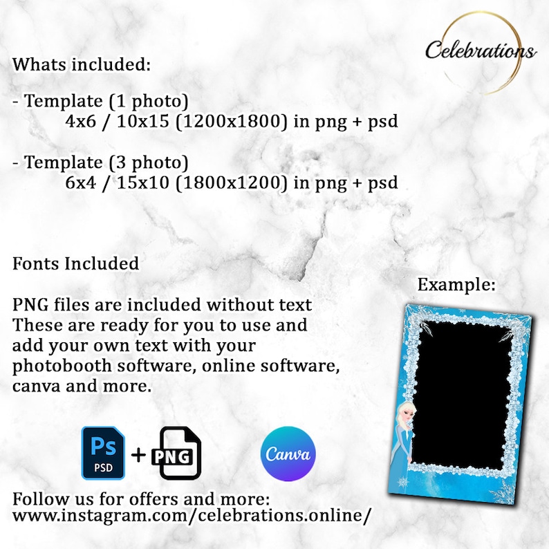 Ice Princess Photo Booth Template | Frozen Theme, PNG + PSD - Etsy