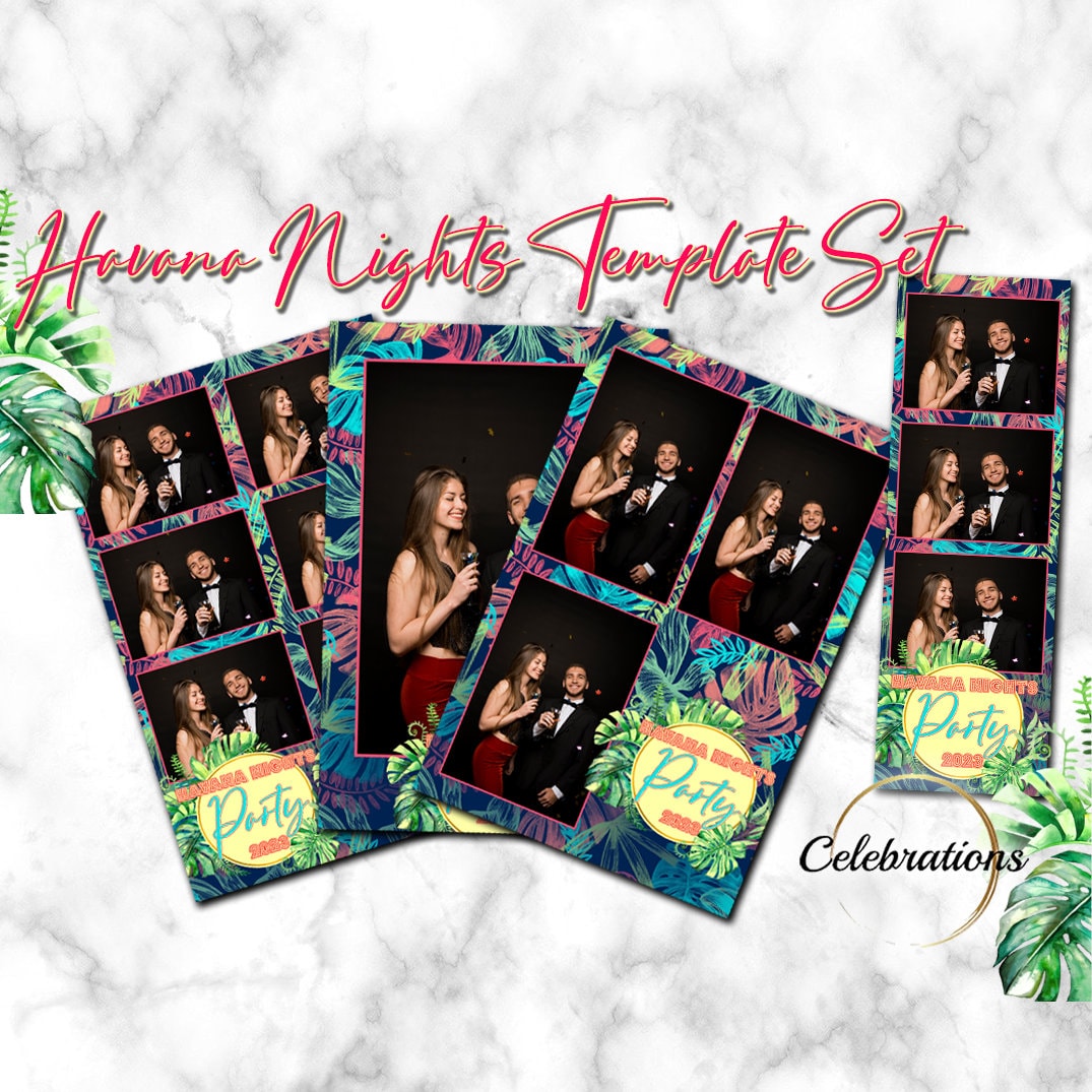 Cubantropical Photobooth Template | Havana Theme | 4x6 10x15 2x6 5x15 ...
