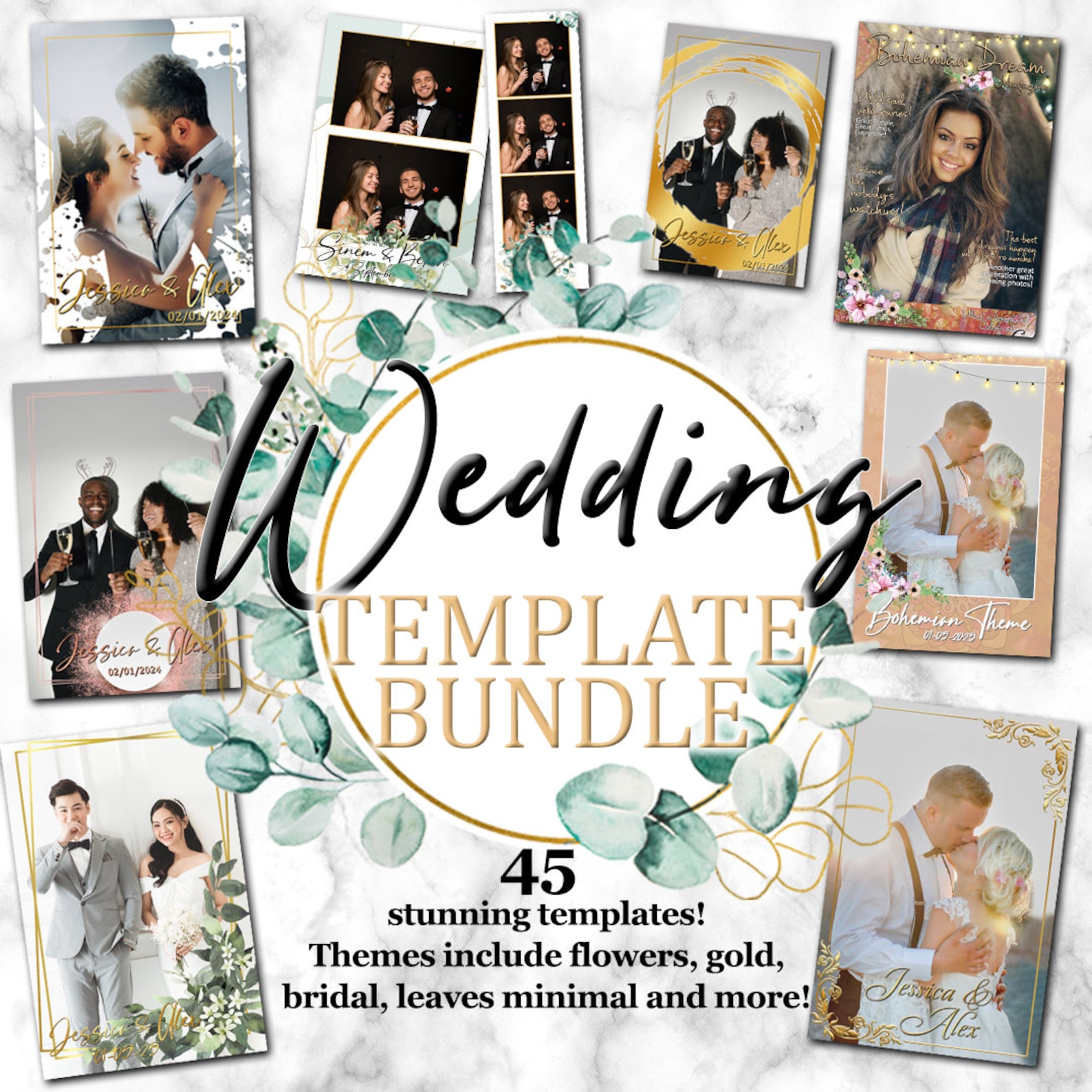 Stunning Photo Booth Template Bundle - 45 Photo-booth Overlays! Wedding ...