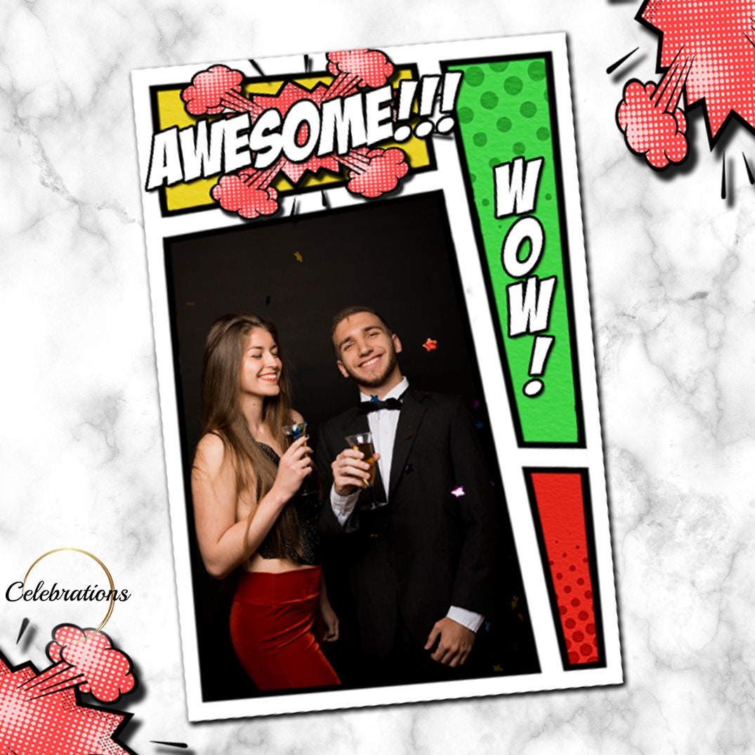 Comicbook Photo Booth Template | PNG and PSD | 4x6 / 10x15 Template ...