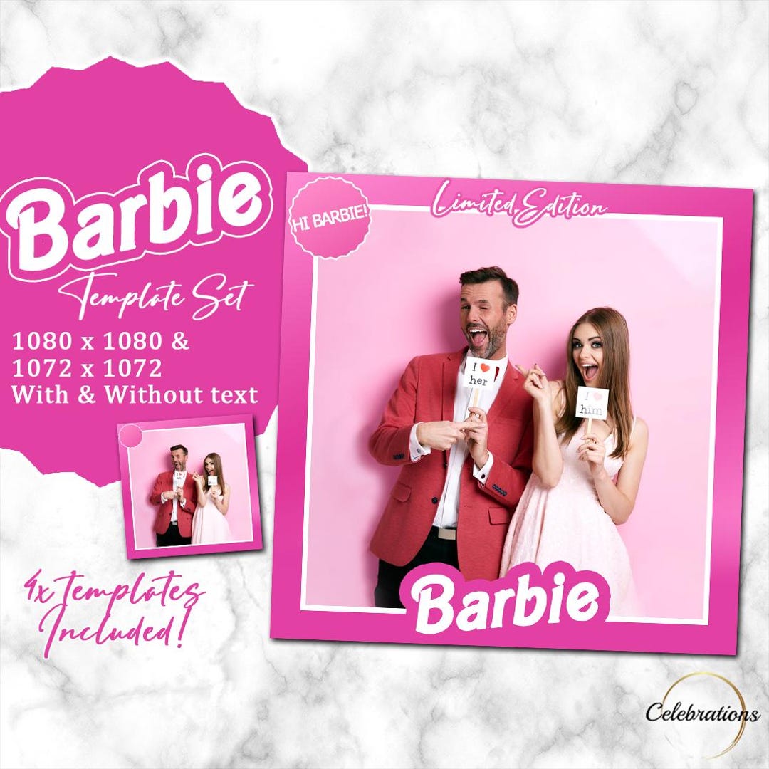 Barbie Themed Template Set 360 Booth | 1080x1080 & 1072x1072 | for Any ...