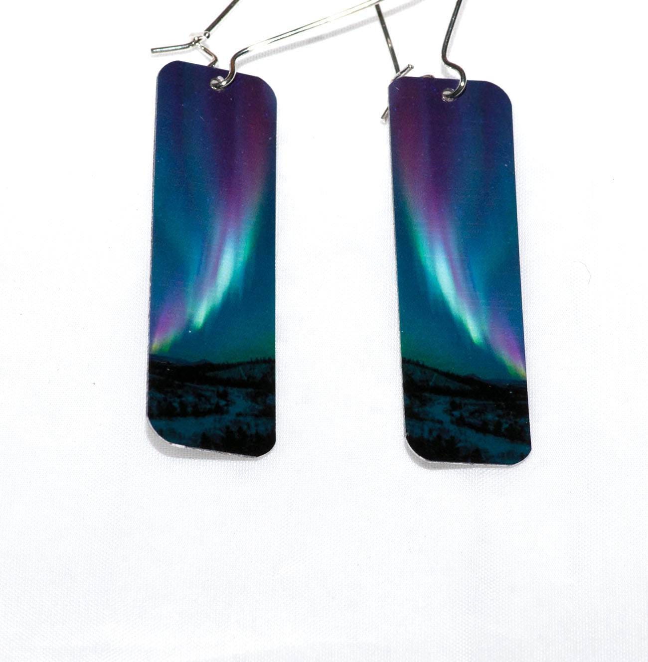 Northern Lights Earrings, Turquoise With Magenta, Lightweight, Free ...