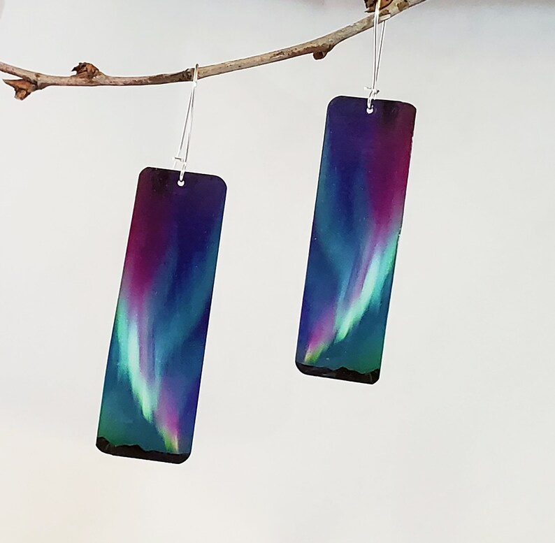 Northern Lights Earrings, Turquoise With Magenta, Lightweight, Free ...