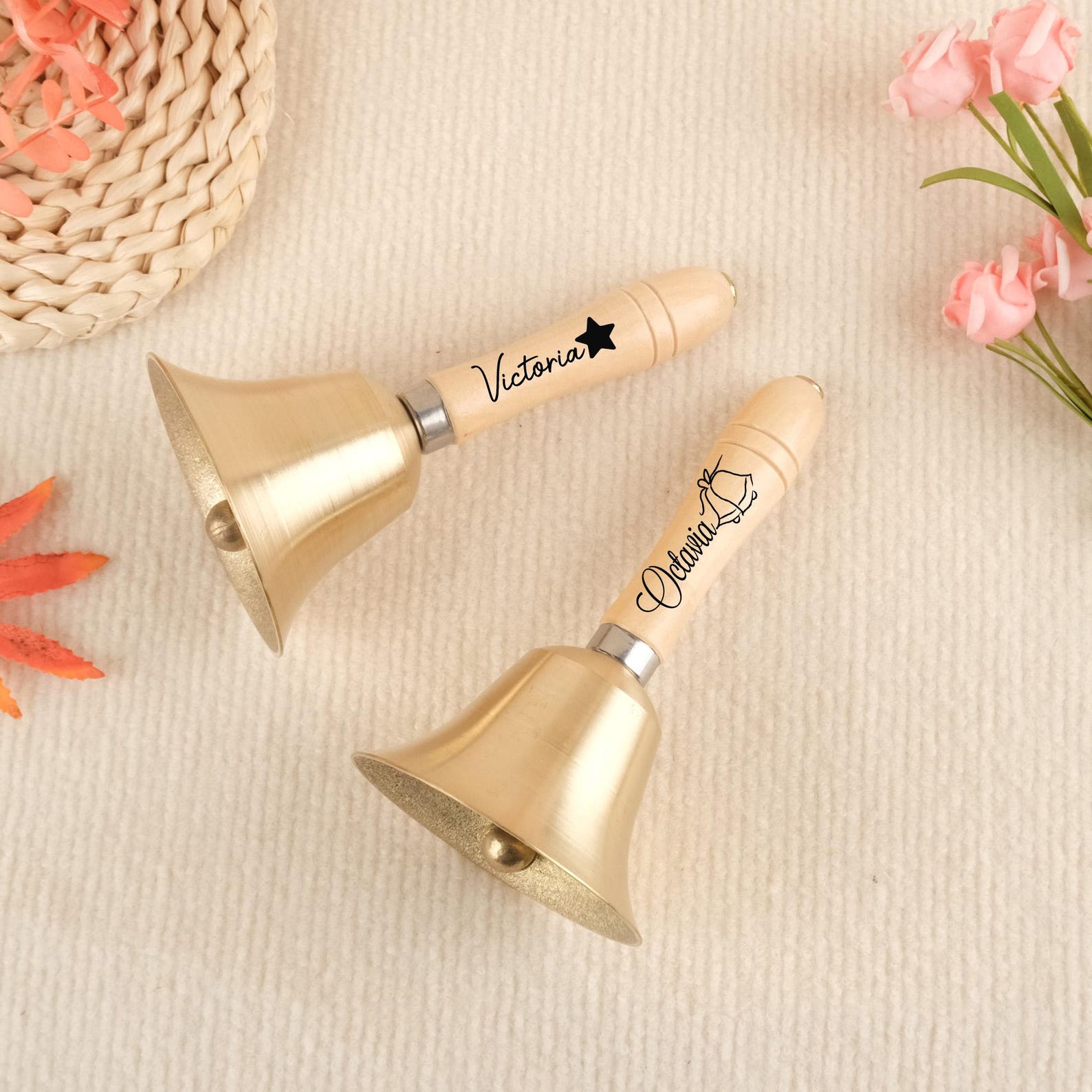 Personalized Carved Wooden Bell, Teacher Bell, Carved Dinner Bell ...