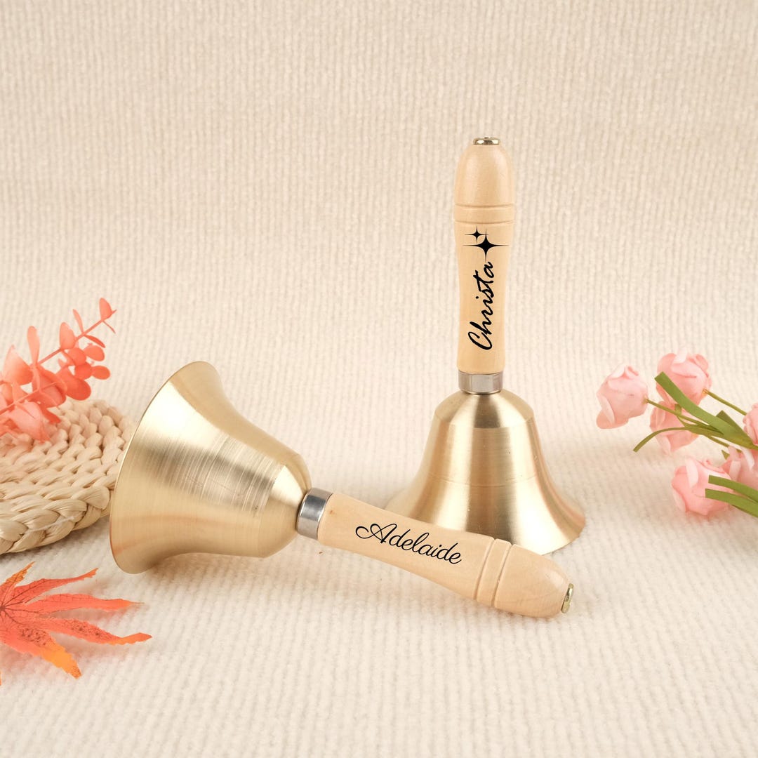 Personalized Carved Wooden Bell, Teacher Bell, Carved Dinner Bell ...
