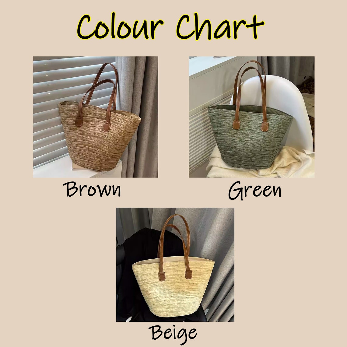 Custom Straw Beach Bag Basket, Personalised Shoulder Hand Bag, Handmade ...