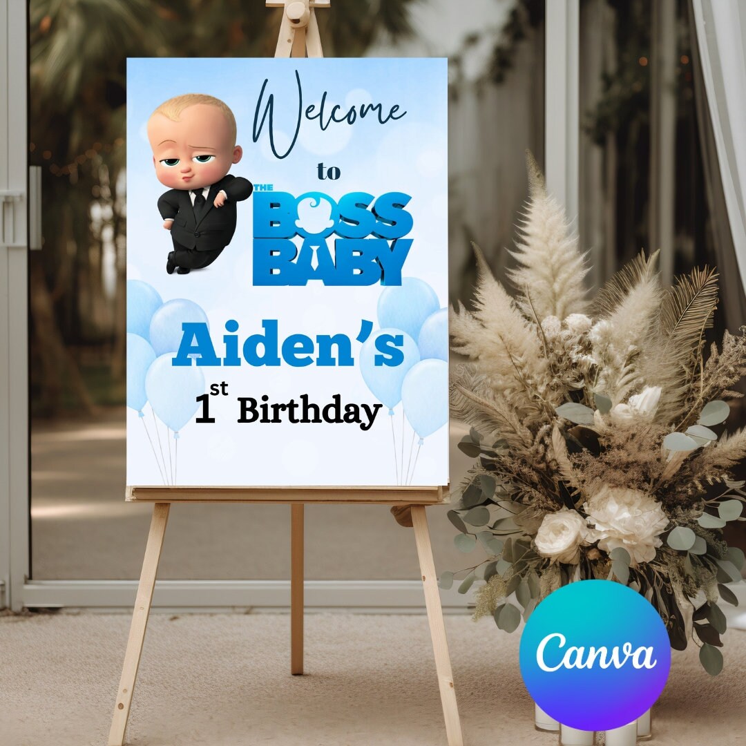 Buy Personalized Boss Baby Themed Welcome Sign Customizable Birthday ...
