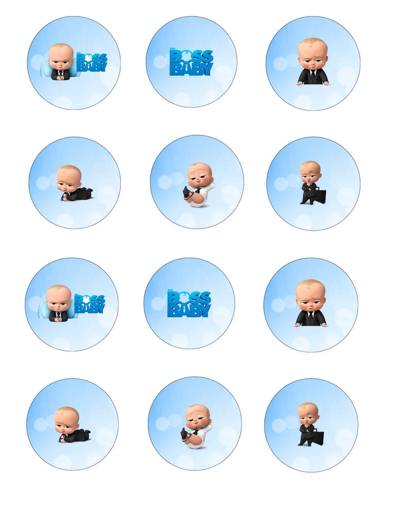 Boss Baby Themed Cupcake Topper Printables 12 Unique Designs Instant ...