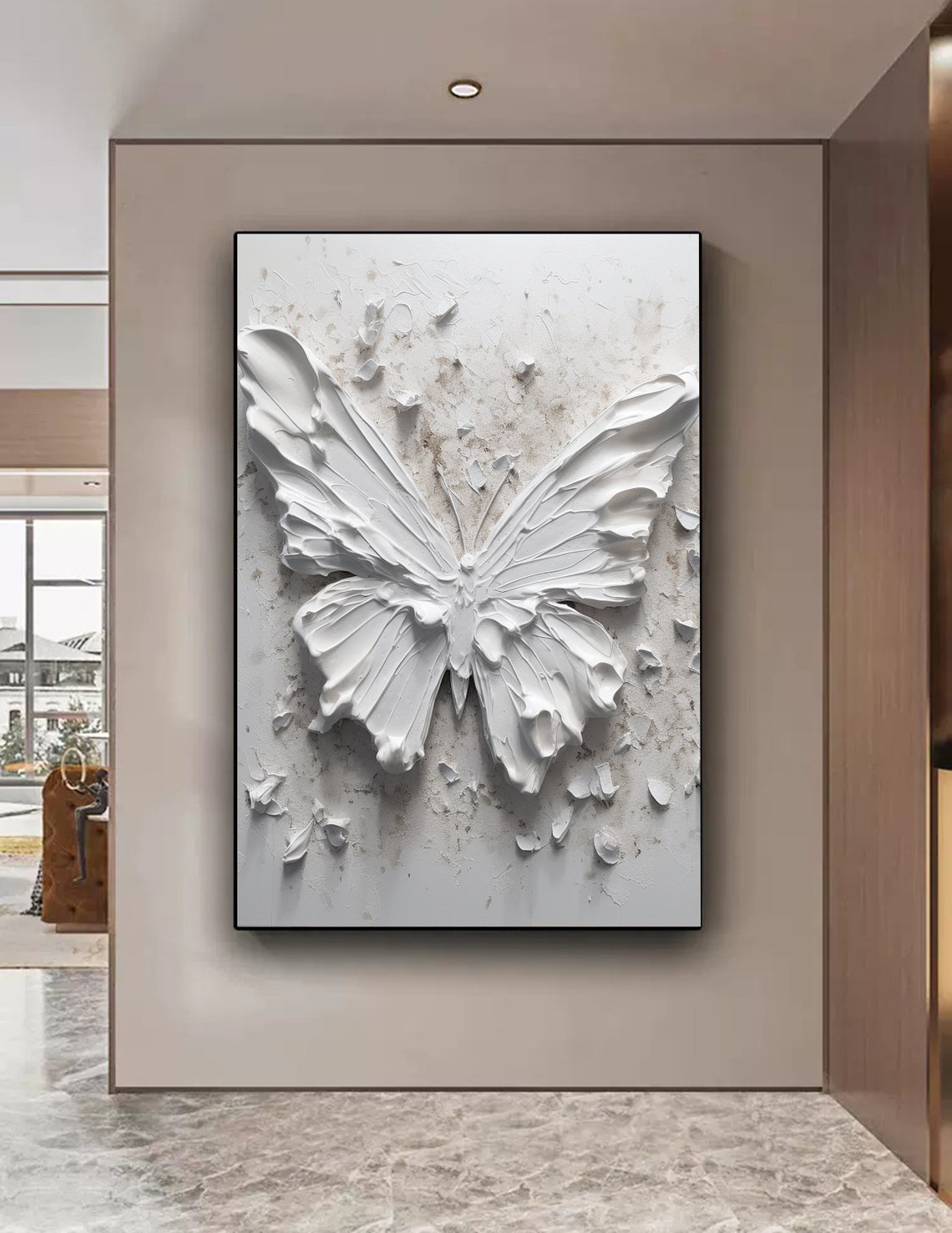 White 3D Texture Butterfly Painting,white Butterfly Oil Painting ...