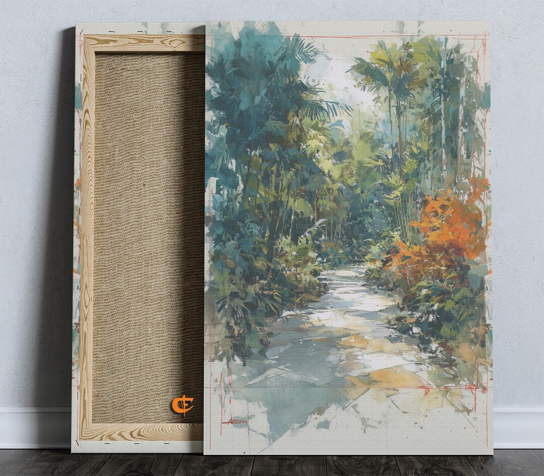 Lush Bamboo Walkway Watercolor Printable Forest Landscape Art Rustic ...