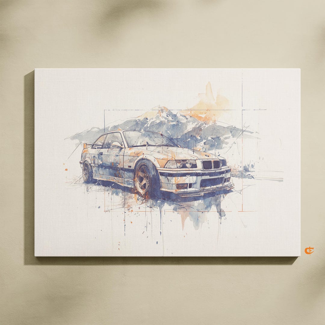 Printable Vintage BMW M3 GTR Watercolor Art - Classic Car Painting ...