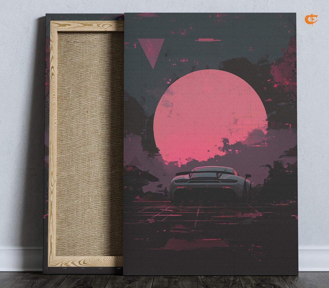 Porsche 911 Synthwave Sunset Poster - Retro Futuristic Digital Car Art ...