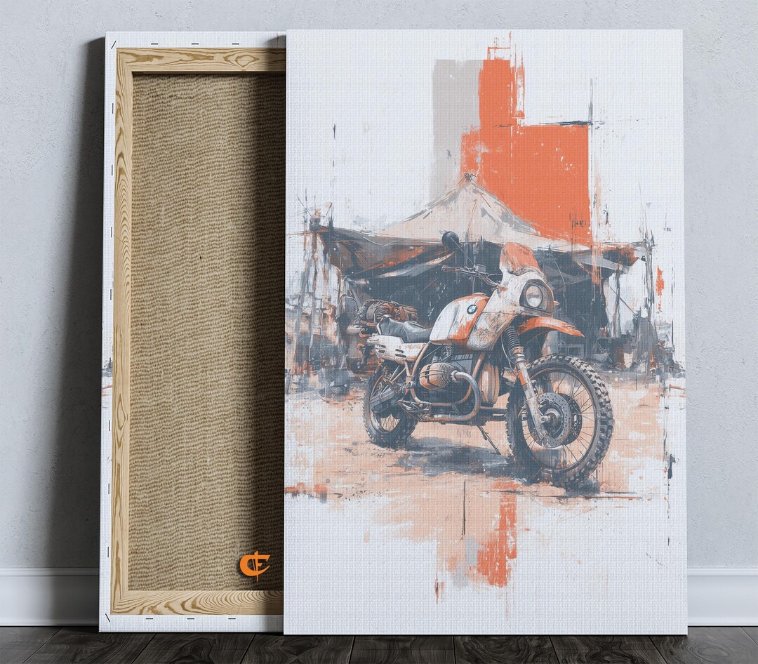 BMW Vintage Adventure Motorcycle Painting Rustic Printable Art Retro ...