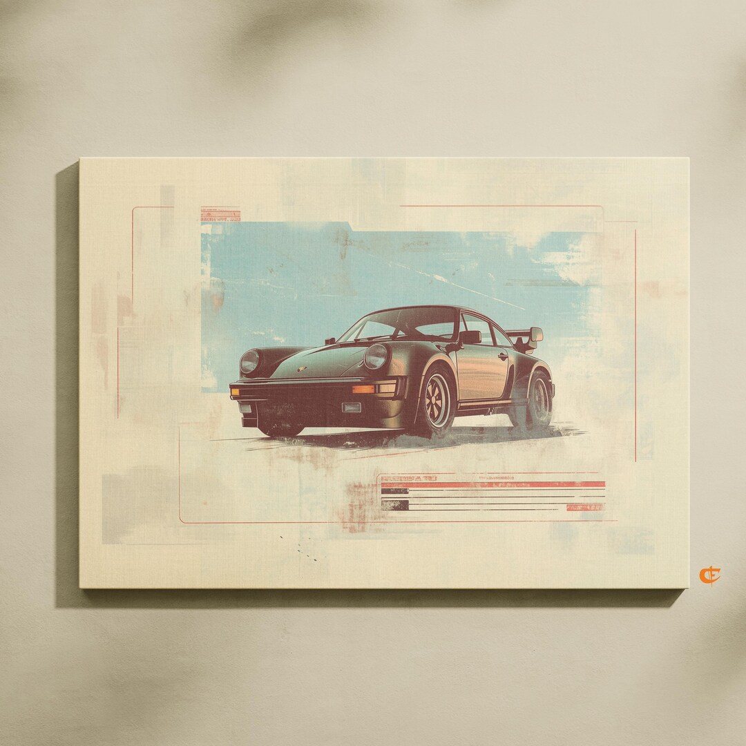 Porsche 930 Turbo Retro Poster - Vintage Trading Card Style, Printable ...