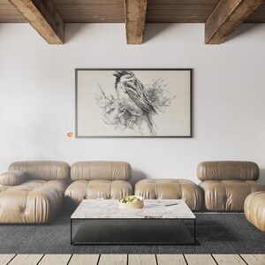 Rustic Sparrow Pencil Sketch Printable Bird Wall Art Charming Nature ...