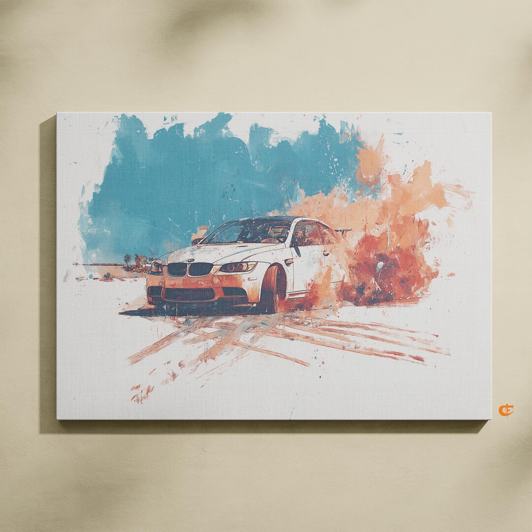 Printable Car E92 M3 Drifting Art High-energy Car Wall Art Watercolor ...