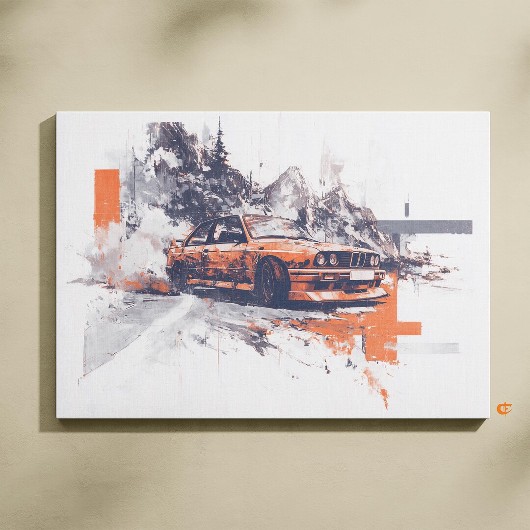 Printable BMW M3 Car Art Retro Sports Coupe Painting Dynamic Classic ...
